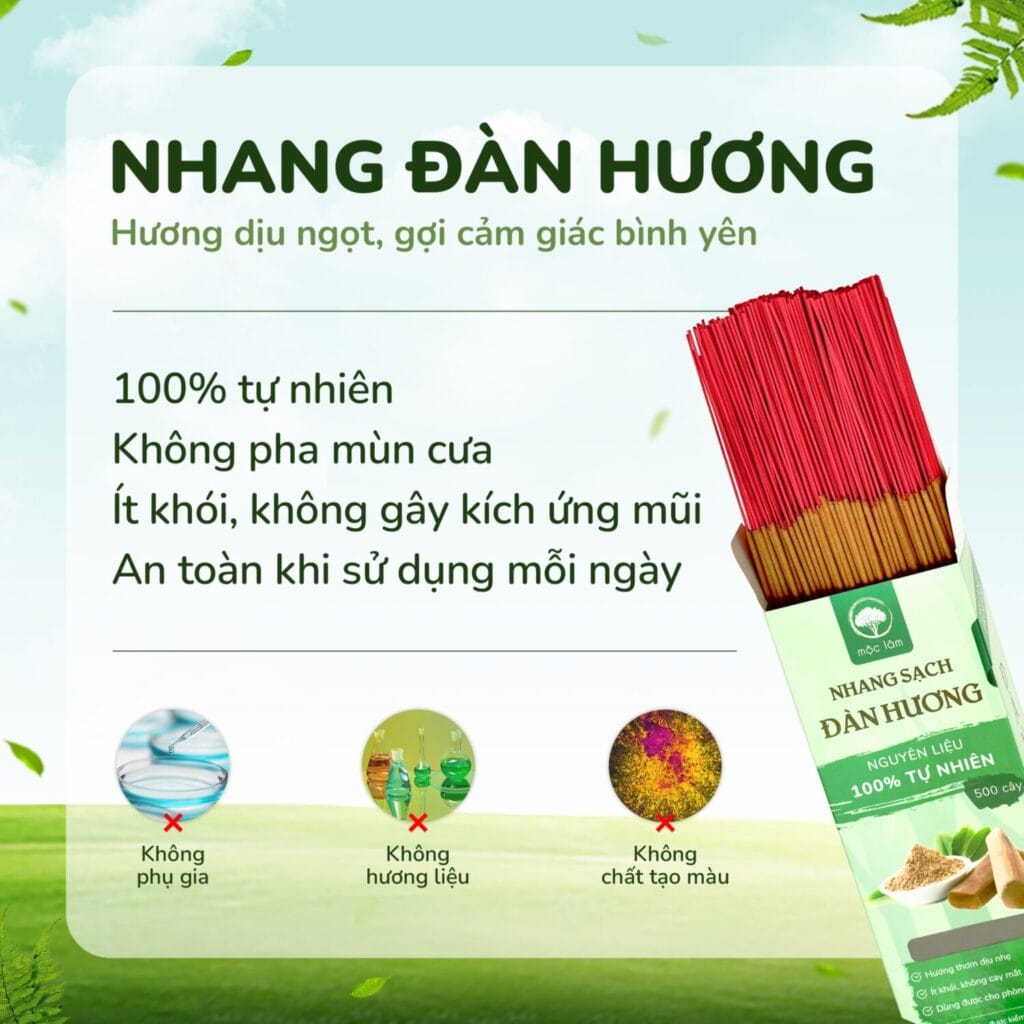 Nhang Sạch Đàn Hương 20cm 300 cây Mộc Lâm